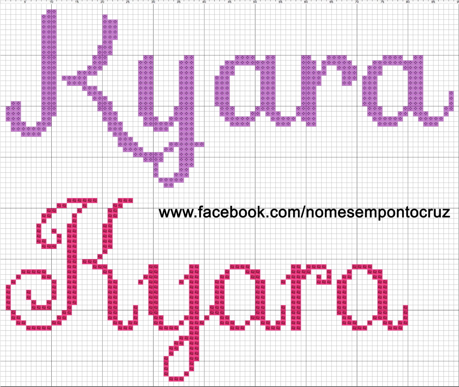 Gráficos de Nomes em Ponto Cruz: Nome Kyara em Ponto Cruz