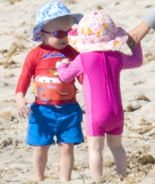Princess Charlene was photographed with her children in Corsica beach