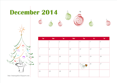 Free Printable December 2014 Calendar For Kids - Santa, Christmas Tree ...