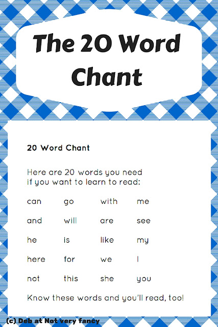 Not very fancy: The 20 Word Chant for Sight Word Mastery