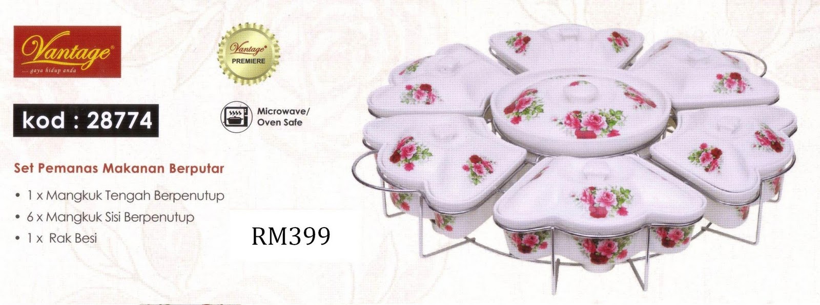 Pinggan-mangkuk Vantage: Set Pemanas Berputar