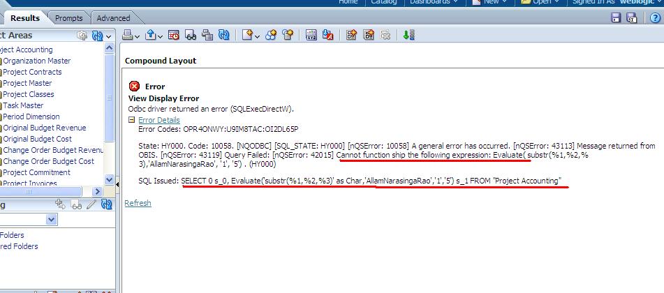 Oracle Business Intelligence(OBIEE)::Allam's: Evaluate() Function in OBIEE to Embedded DB Functions