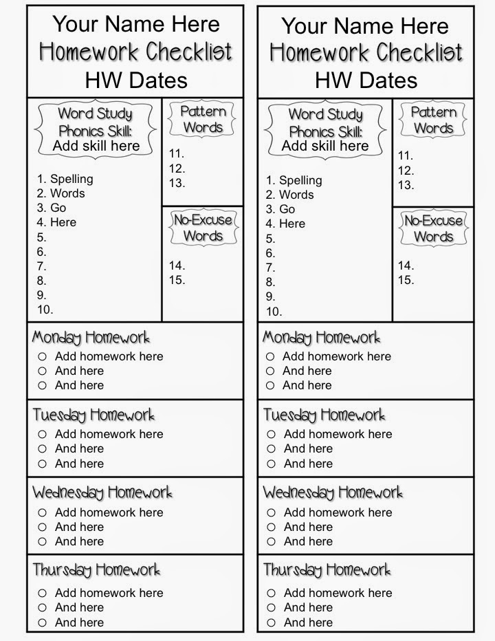 Creativity to the Core: Homework Checklists