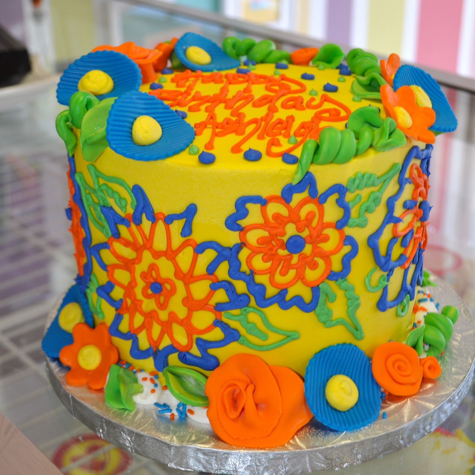 Leah's Sweet Treats: Retro Flowers Funky Birthday Cake