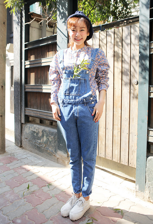 [Stylenanda] Floral Print On Checkered Shirt | KSTYLICK - Latest Korean ...