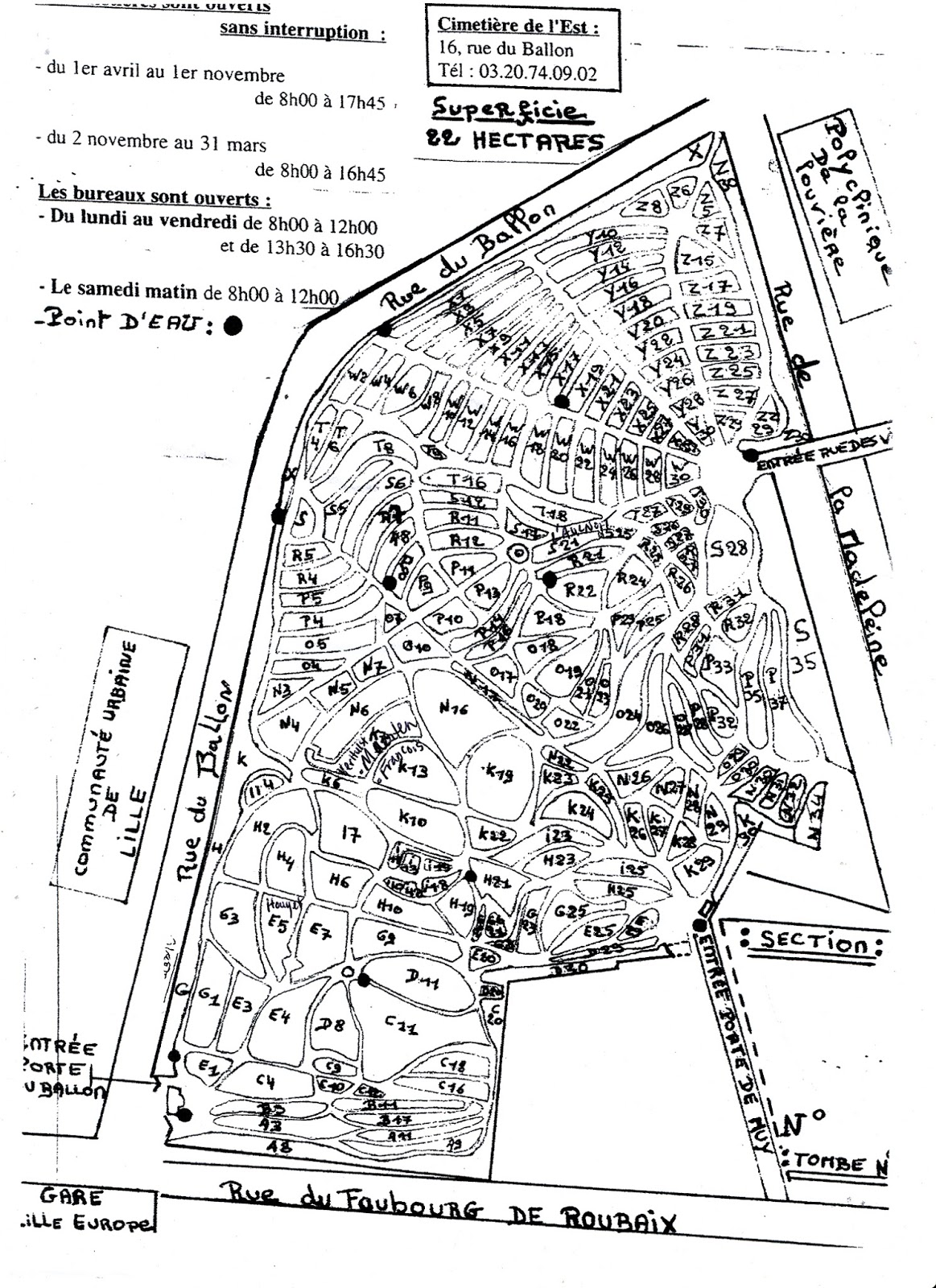Cemeteries of France: Map of Lille Eastern Cemetery