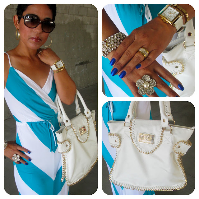 Bebe Mitered Striped Maxi + Bebe Bag |Fashion, Lifestyle, and DIY