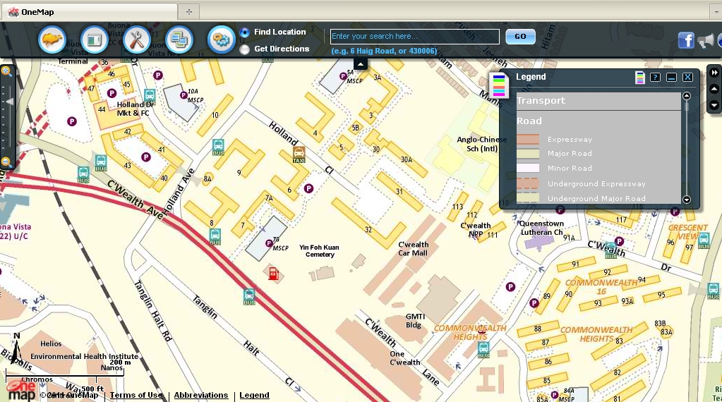 OneMap.sg: Tip: Legend in OneMap