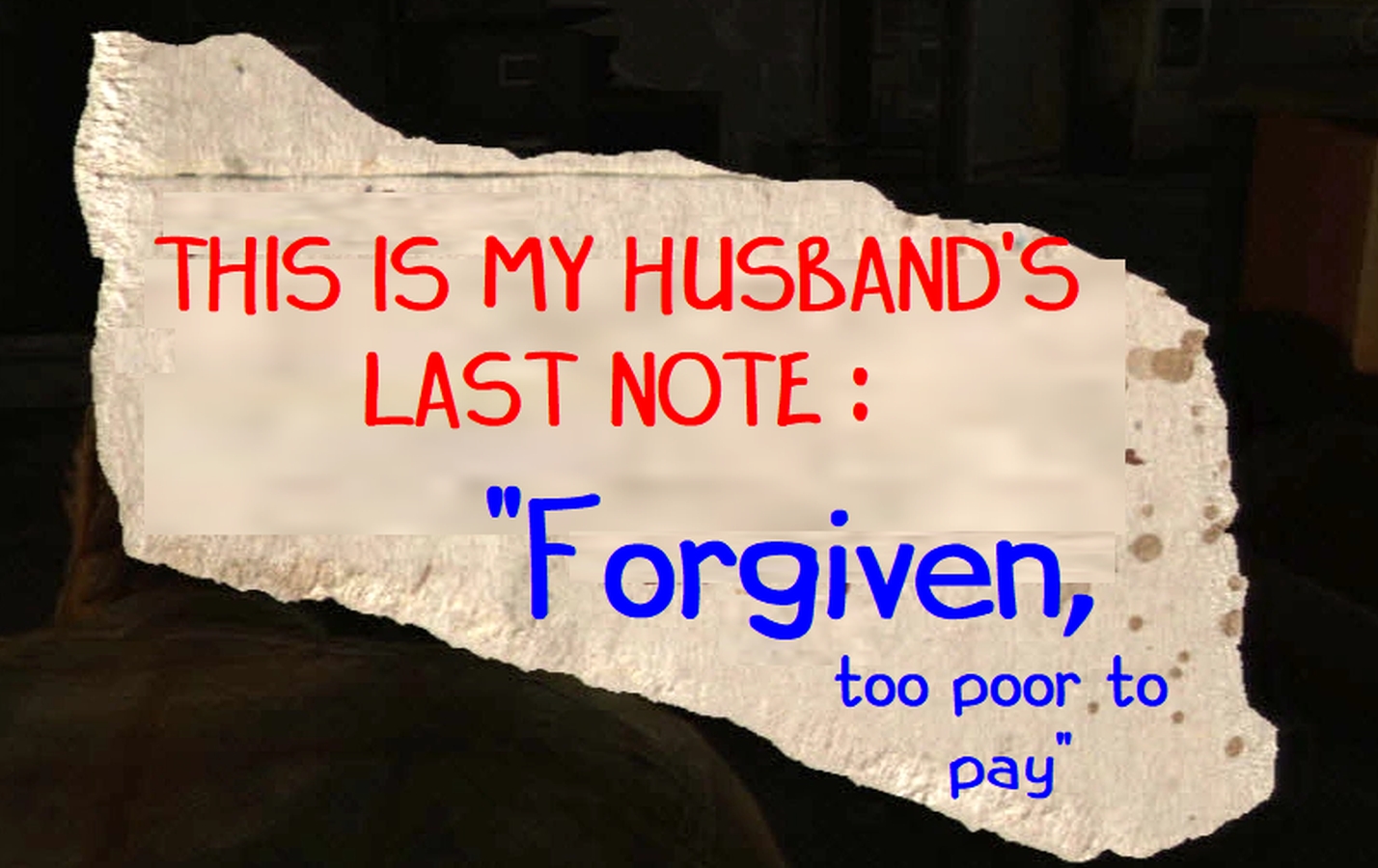 Forgiven—too poor to pay - A Must Read Story
