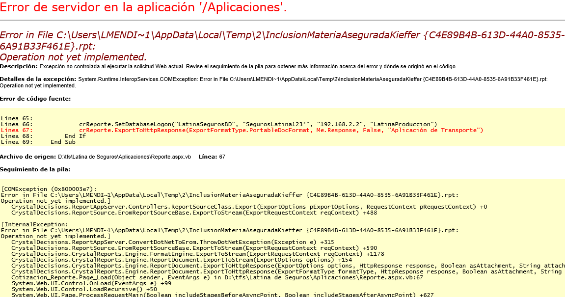 Dudo Investigo Aplico Y Comparto Error In File Rpt Operation Not Yet Implemented