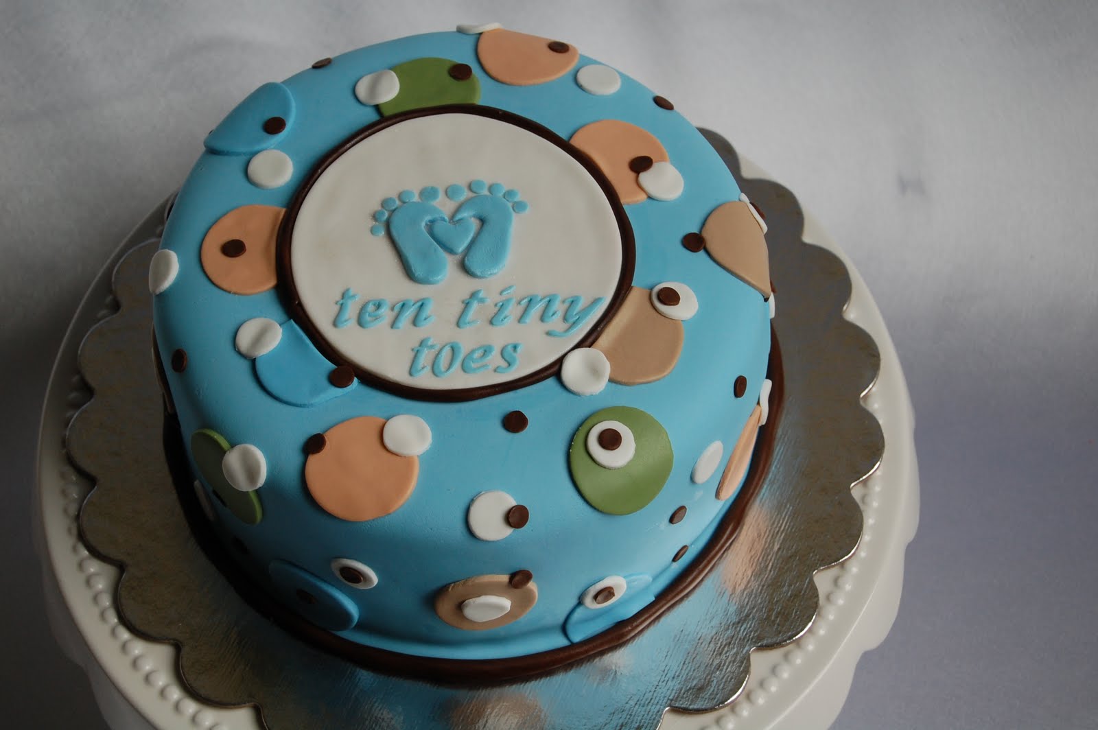 CUSTOMISED CAKES BY JEN: Tiny Toes Blue Baby Shower cake