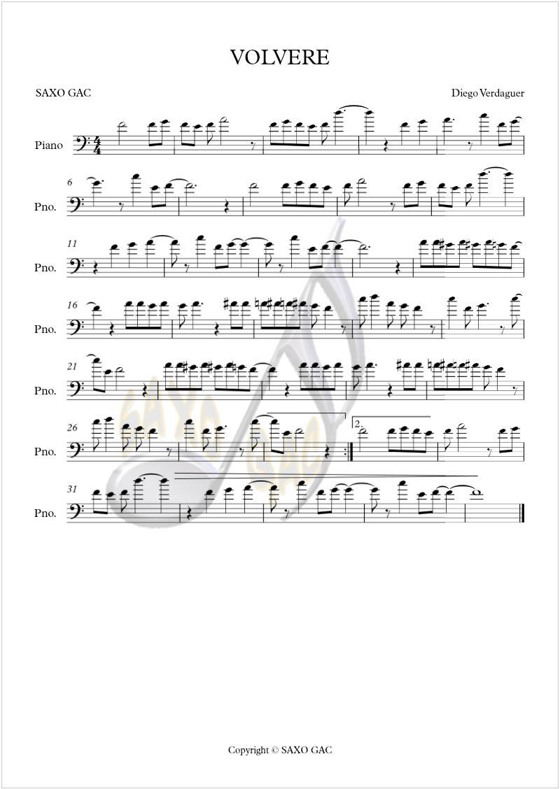 diegosax: Volveré ( Partitura animada )