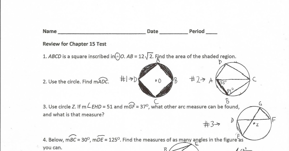 Geometry, Common Core Style: Review for Chapter 15 Test (Day 160)