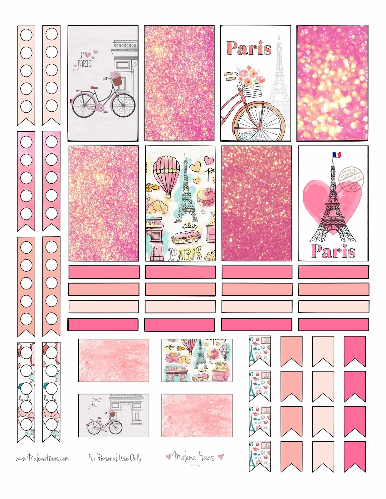 Malena Haas: FREEBIE Friday Paris Themed Planner Stickers