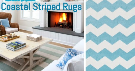 Aqua & Turquoise Blue & White Striped Rugs for Coastal Style Living