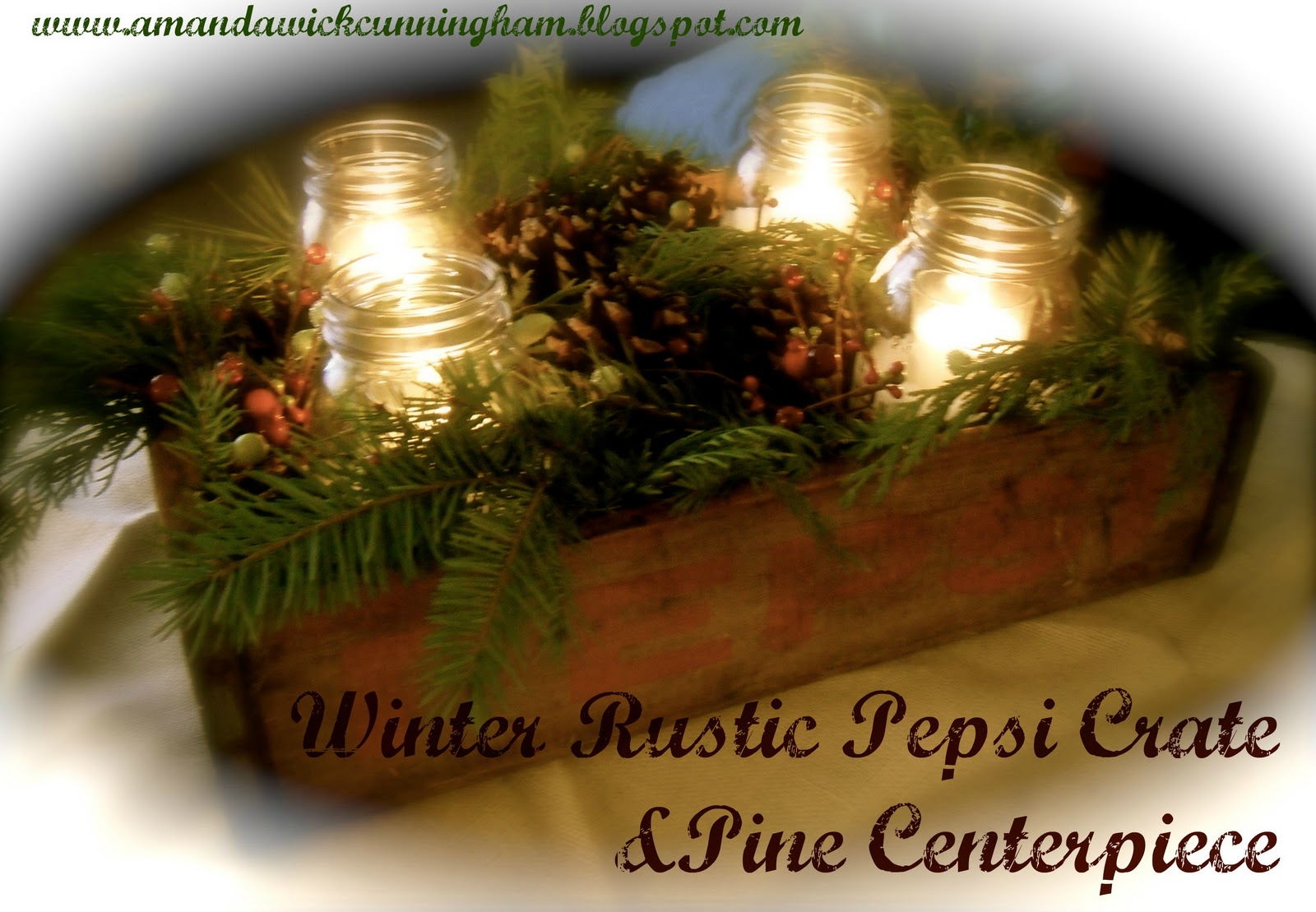 Kaleidoscope of Colors: Winter Rustic Pepsi Crate & Pine Centerpiece
