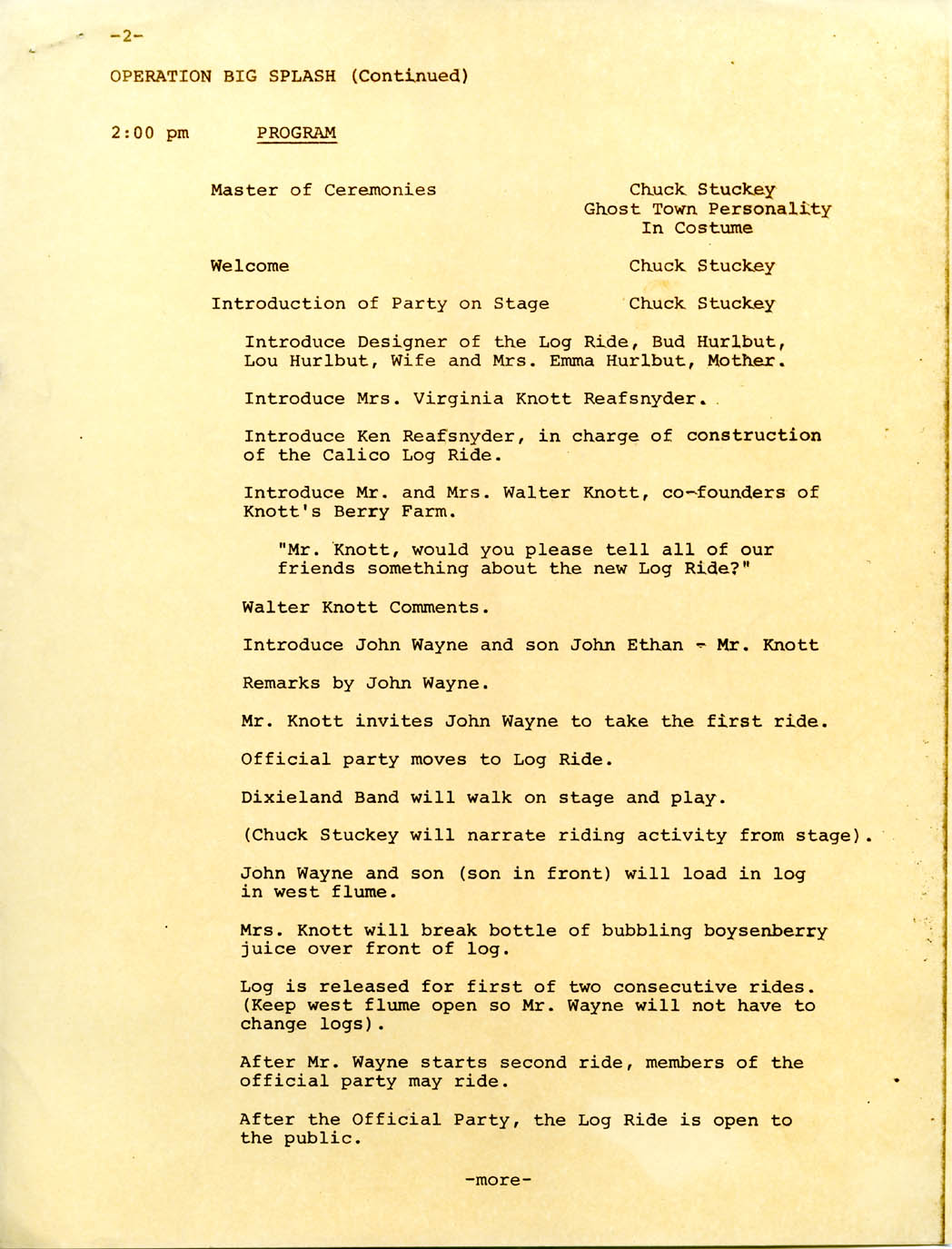 Knott's In Print: Log Ride Opening Press Kit