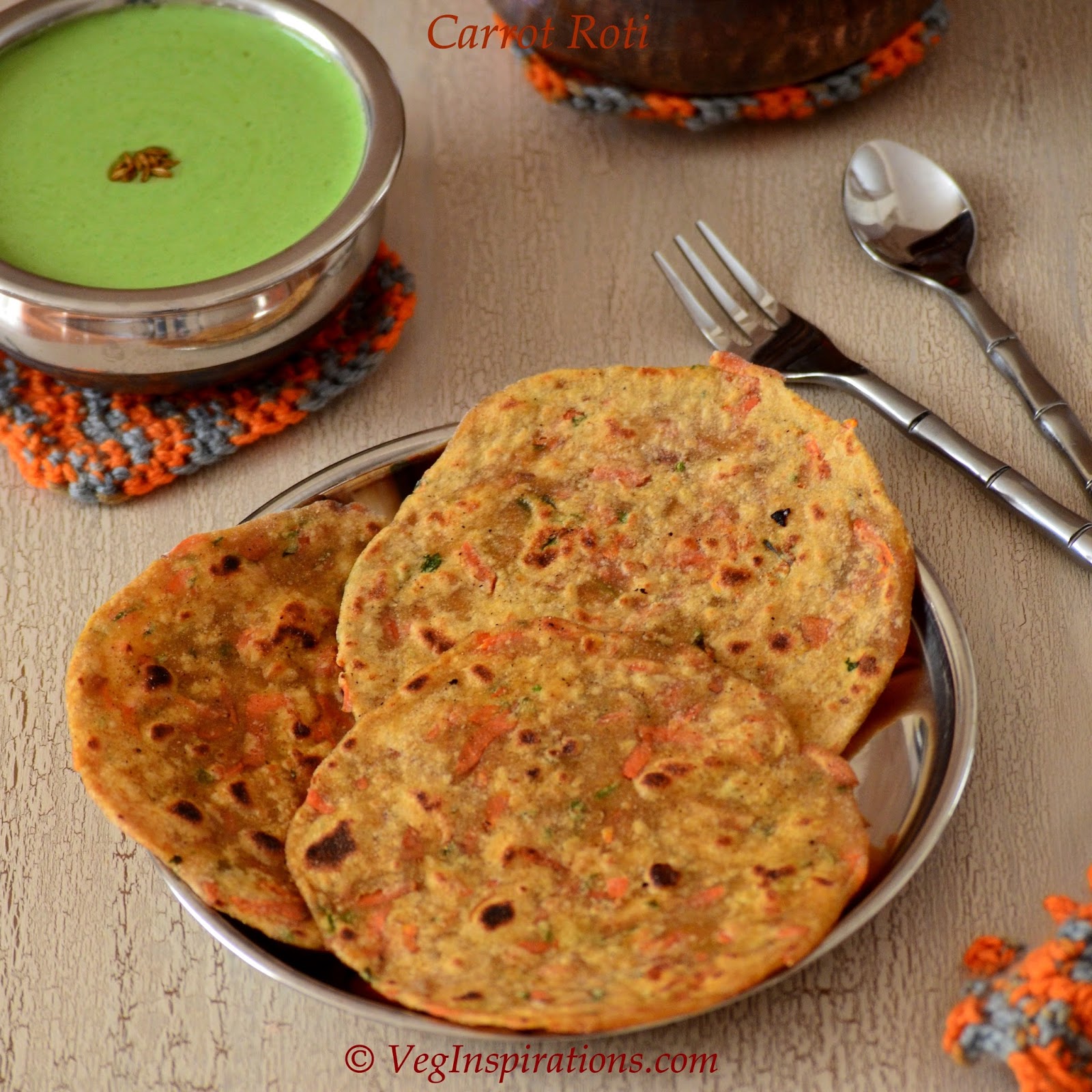 Carrot Roti ~ Wheat flat bread with carrot and spices ~ With Stepwise ...
