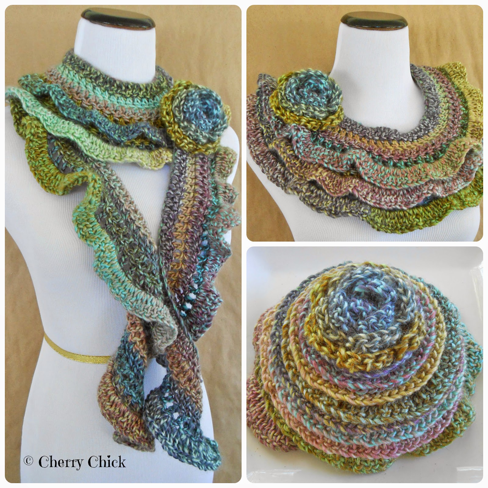 Vintage Cherry Shop: Watercolor Crocheted Ruffle Scarf