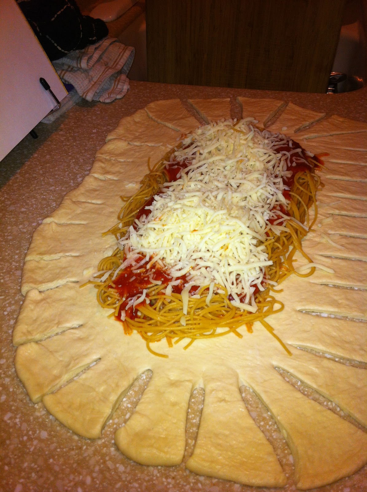 Mama Feta's Meals: Braided Spaghetti Bread