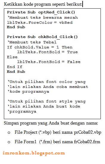 Contoh Program Sederhana Visual Basic 6.0 | Imron