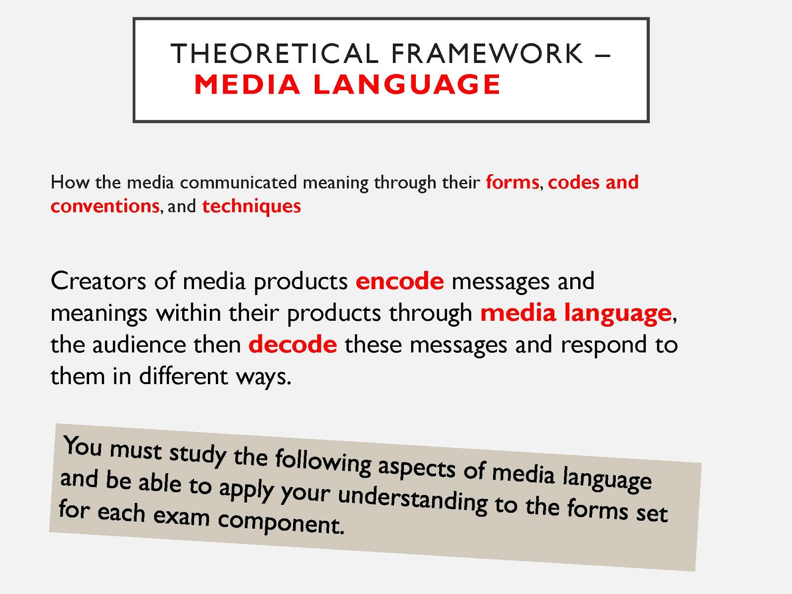A-Level Media Studies: Workshop four - Achieving a C grade - Media Language