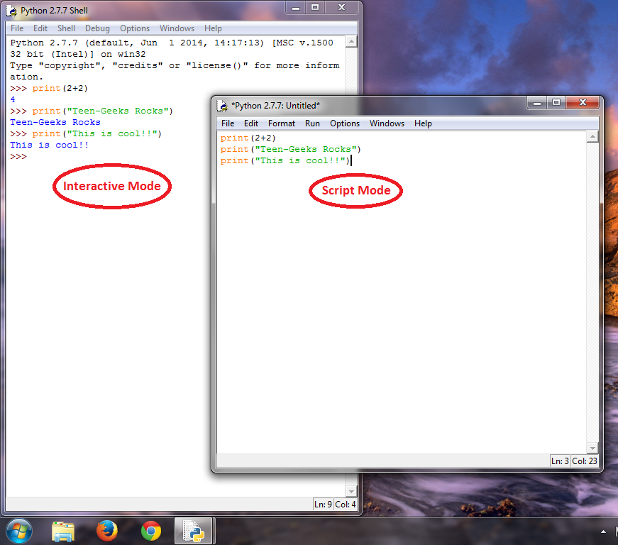 Teen-Geeks: Python : Tutorial 1