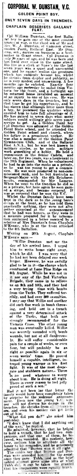 Ballarat 1914 - 1918: William Dunstan VC