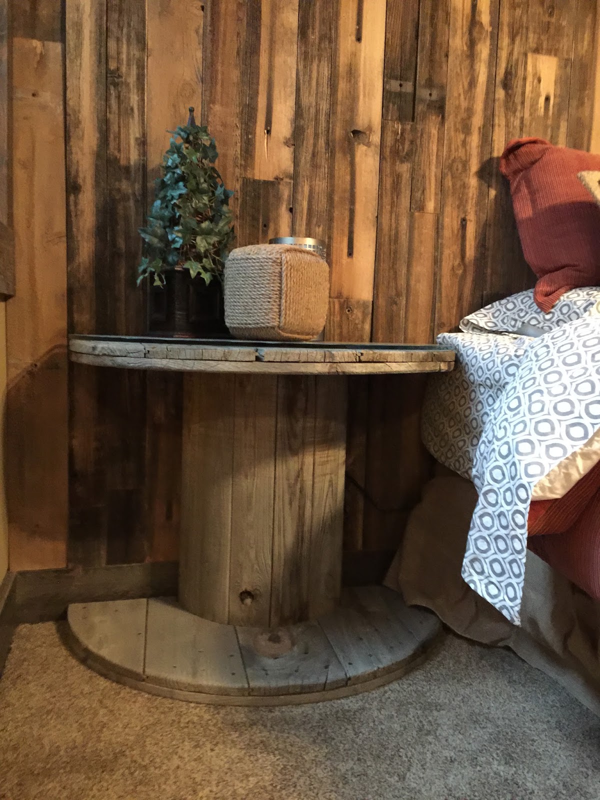 Wooden Electrical Spool Table Turned into a Bedside Nightstand | A ...