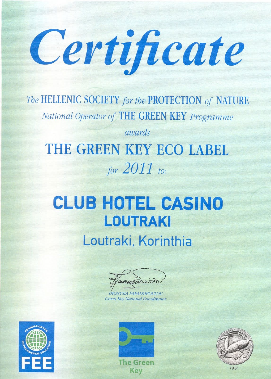 Jenny's world: Η Club Hotel Casino Loutraki βραβεύθηκε με το "Green Key ...