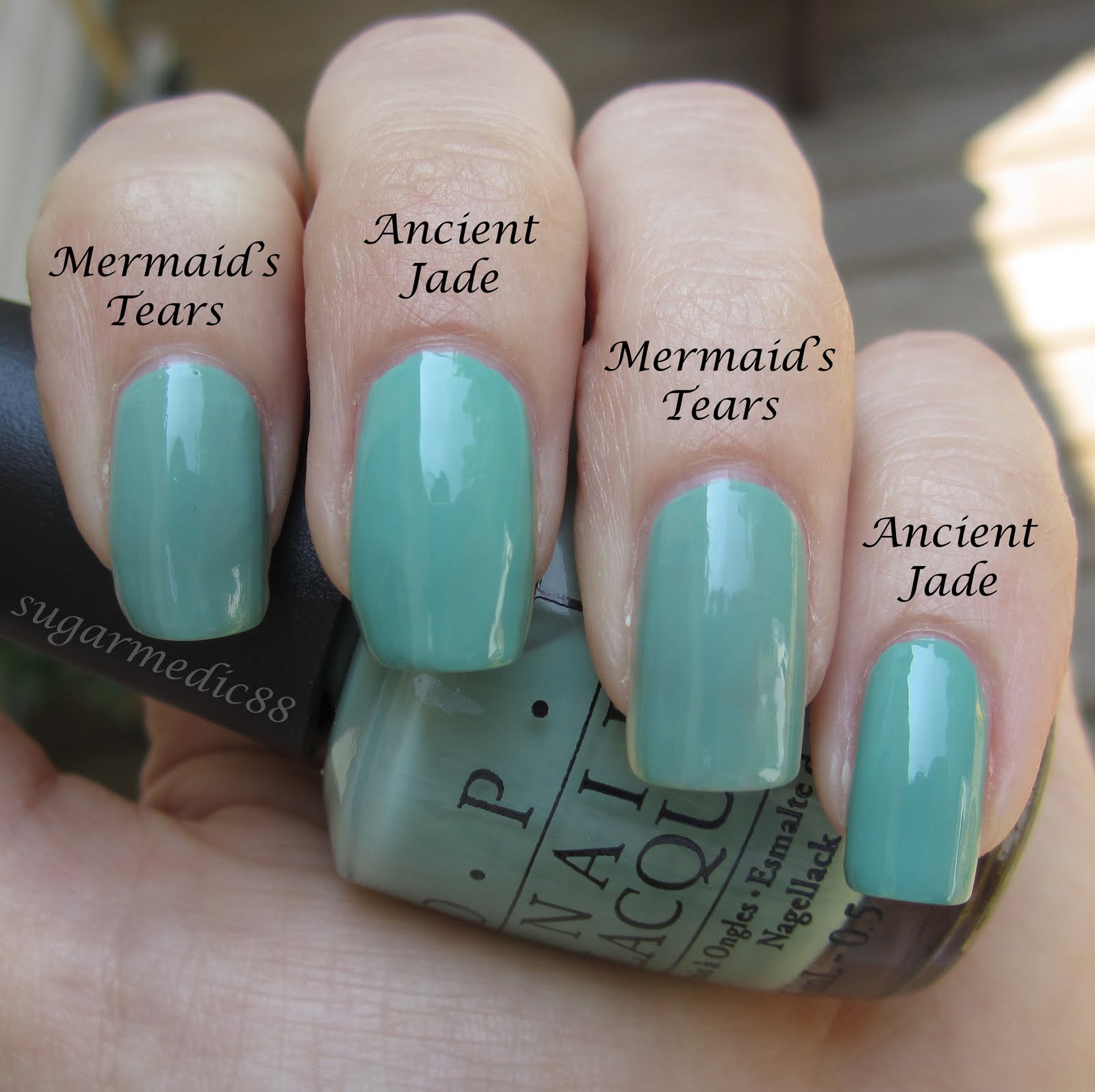 The Polished Medic: Orly Ancient Jade Vs. OPI Mermaid's Tears Comparison