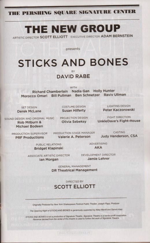 THEATRE'S LEITER SIDE: 104. Review of STICKS AND BONES (November 1, 2014)
