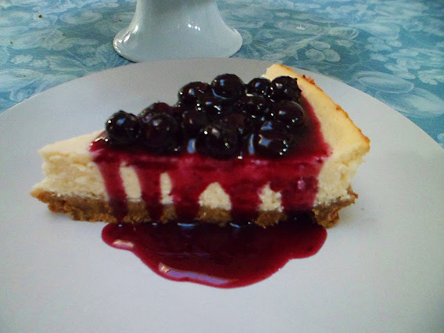 Vanilla Cheesecake with Blueberry Compote- Recipe