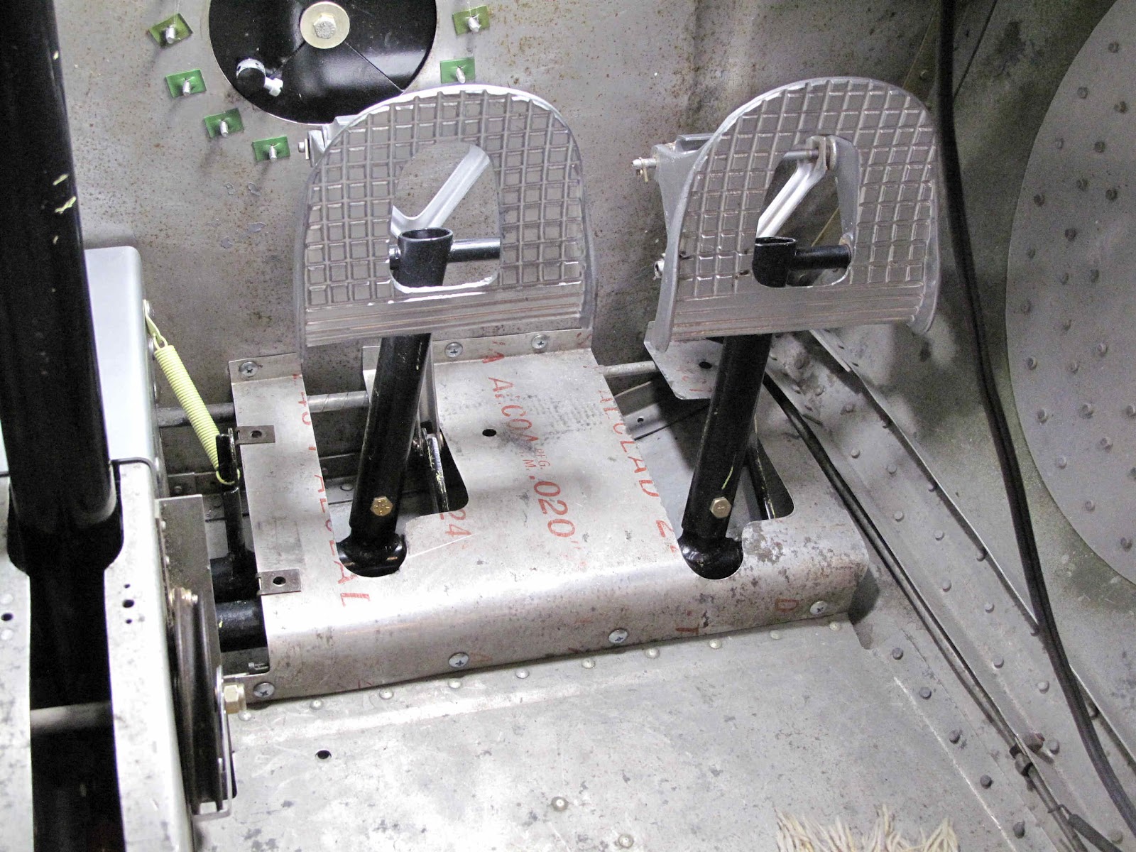 Cessna 140 Rebirth: Rudder Pedals and Control Column Installed