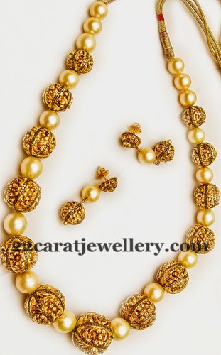 Filigree Work South Pearls Set - Jewellery Designs