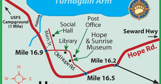 Maps of Alaska Roads By Bearfoot Guides: Map Of Hope, Alaska
