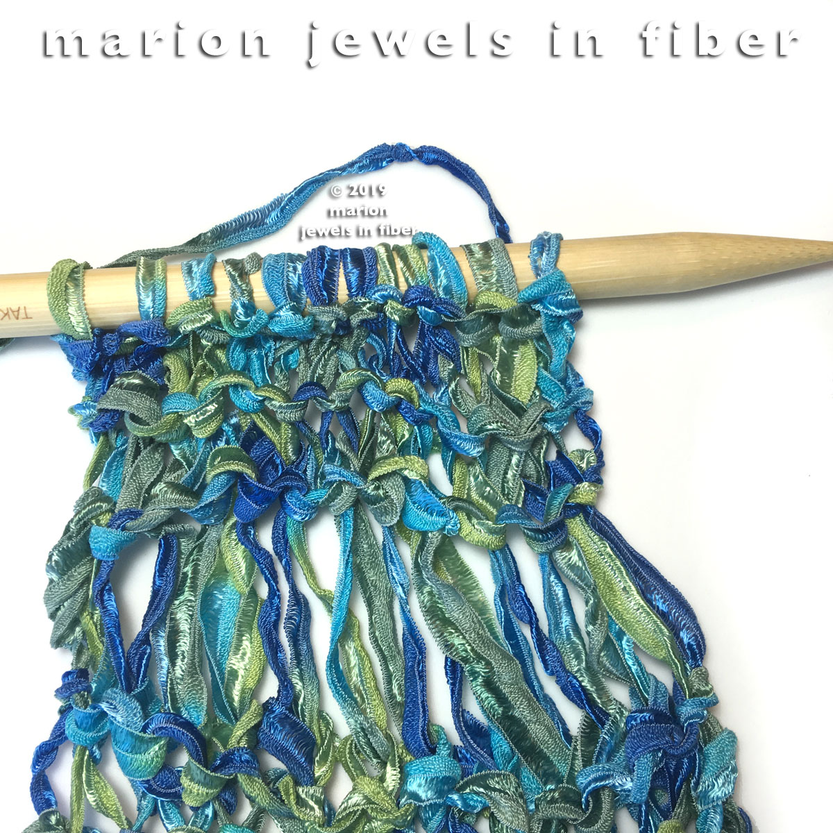 Marion Jewels in Fiber - News and Such: Knitted Scarf with Silk Ribbon ...