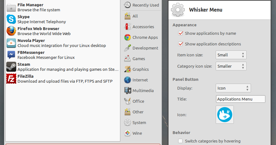 Whisker Menu Update Brings Support For Opening The Menu Using A ...