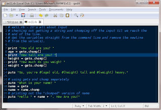 TESTHEAD: Exercise 11: Asking Questions: Learn Ruby The Hard Way: Practicum