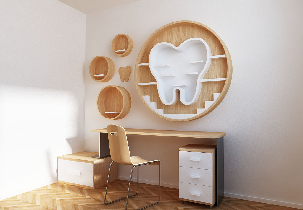 Bookshelf: Dentist tooth shelf