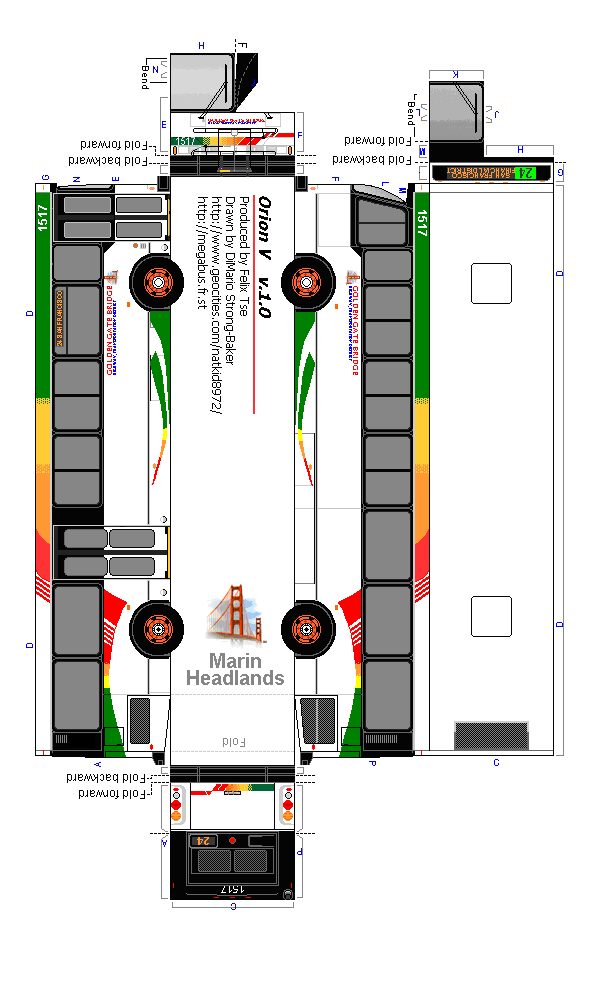 SP. Papel Modelismo: PaperBus Orion V - Golden Gate Transit