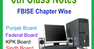 6th Class Computer Science Federal Board Notes - EASY MCQS QUIZ TEST