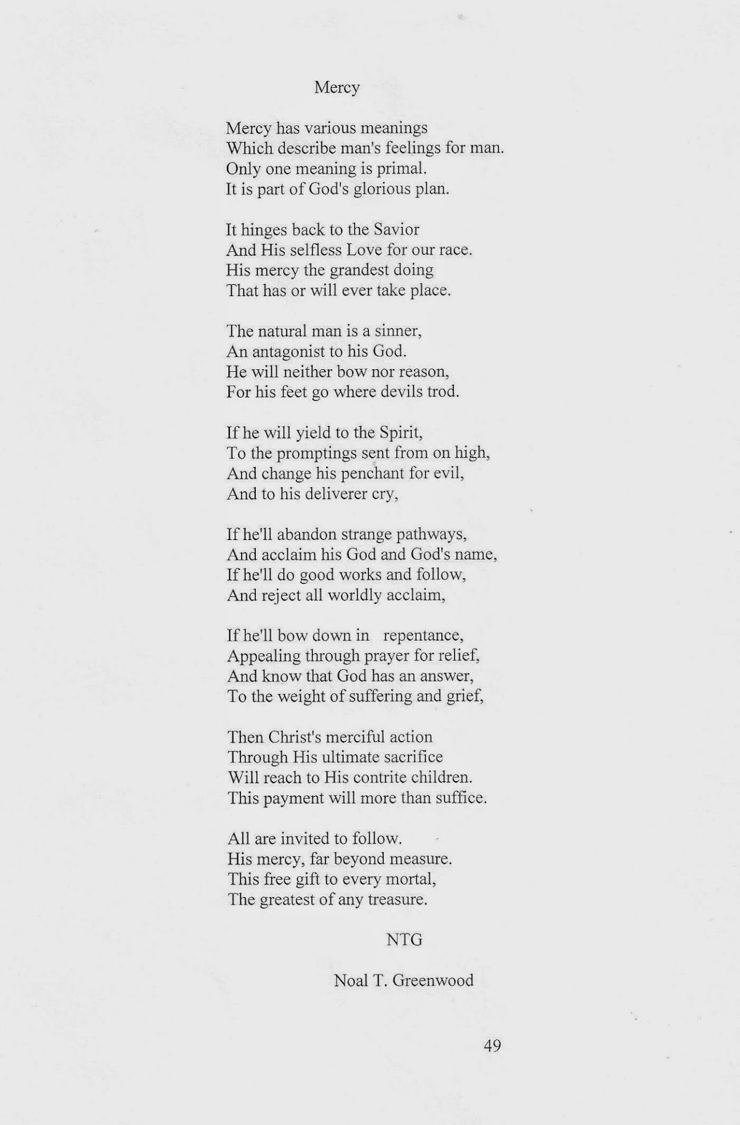 Thoughts From Noal: Mercy