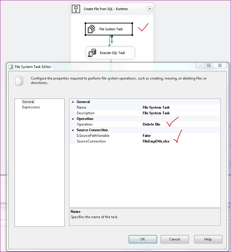 SSIS File SystemTask to create an Excel File dynamically from a SQL ...
