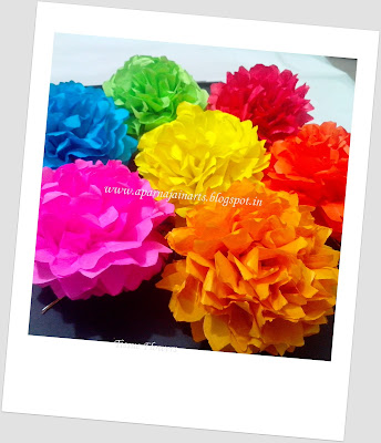 "The Crafty World" - Pankh Arts: Pom Pom - Tissue/Kite Paper Flowers