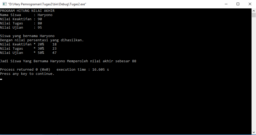 Cara Menghitung Nilai Akhir Siswa Dengan Menggunakan Code::Blocks