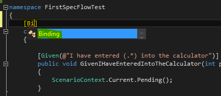 C# Visual Studio - SpecFlow Step Definition file | Automation Home