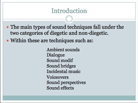 Sound Techniques Presentation - Ruth Harris Media AS