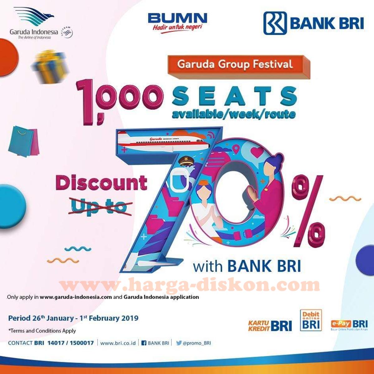 Promo Garuda Indonesia Diskon 70% dengan Bank BRI.