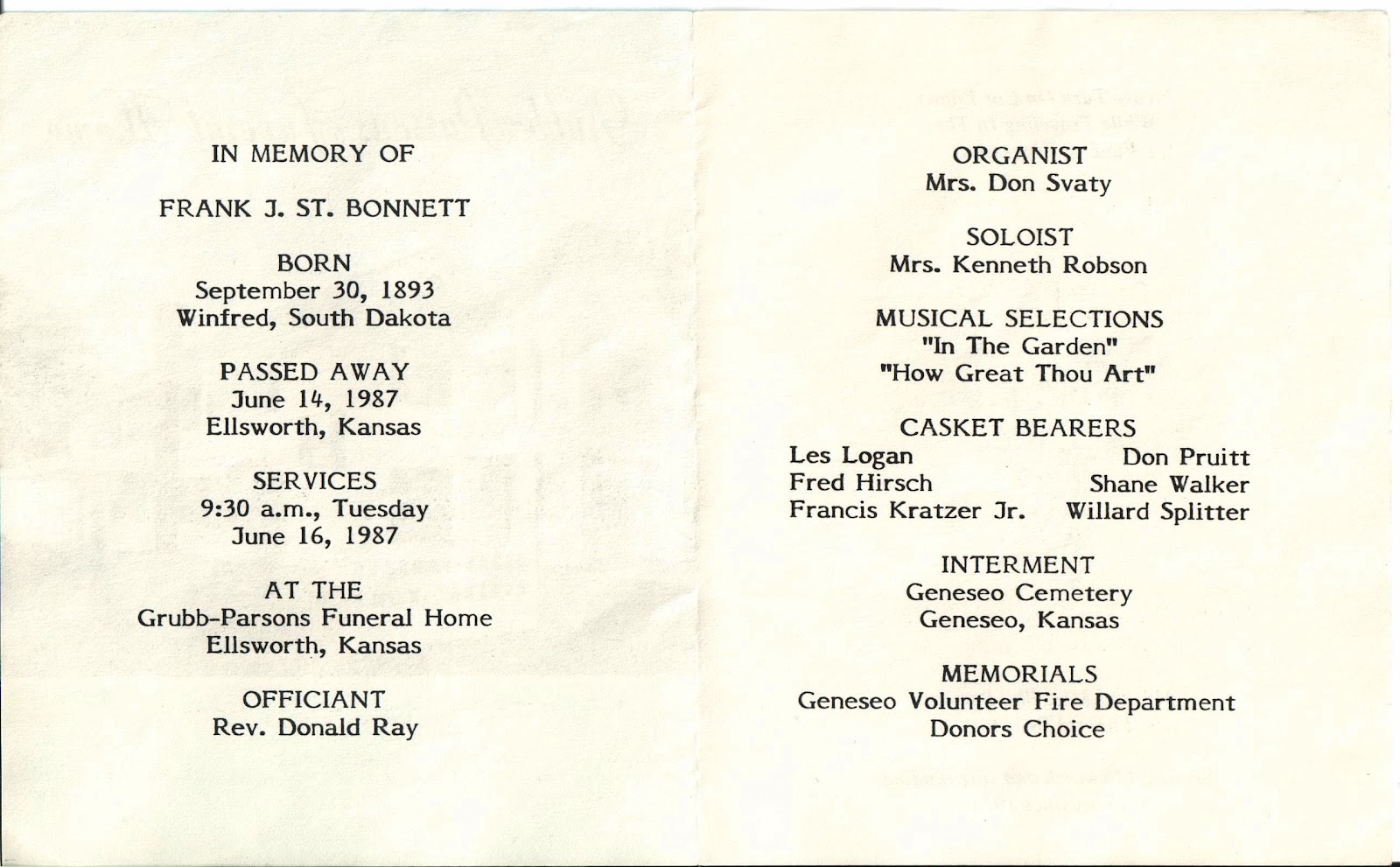 Saint-Bonnet Family History: Francis Joseph St. Bonnett